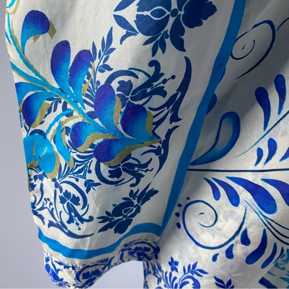 Johnny Was | Tops | Johnny Was Farrow Seline Silk Blouse Floral Blue Sz ...